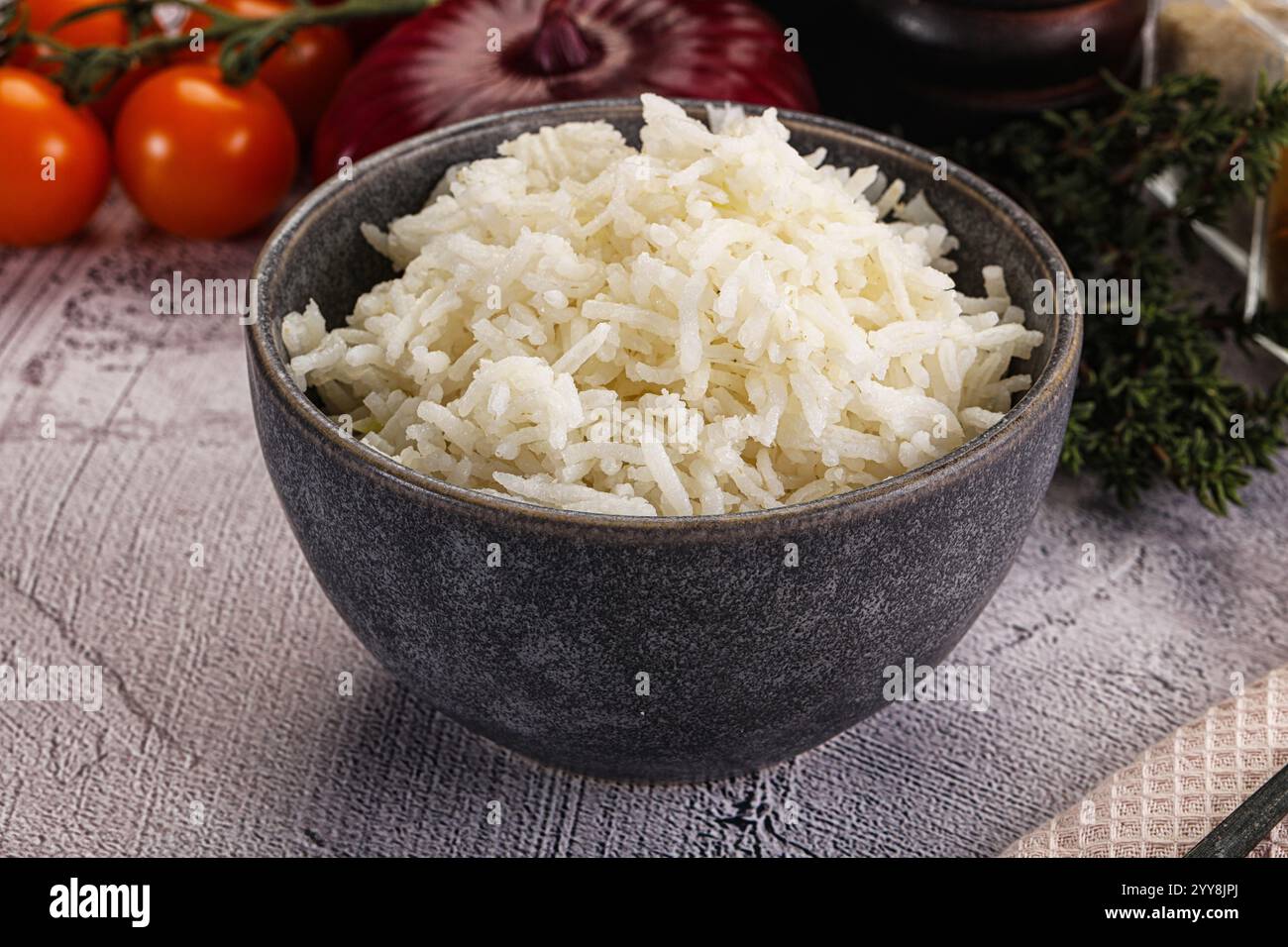 Indian cuisine Steamed basmati rice in the bowl Stock Photo - Alamy
