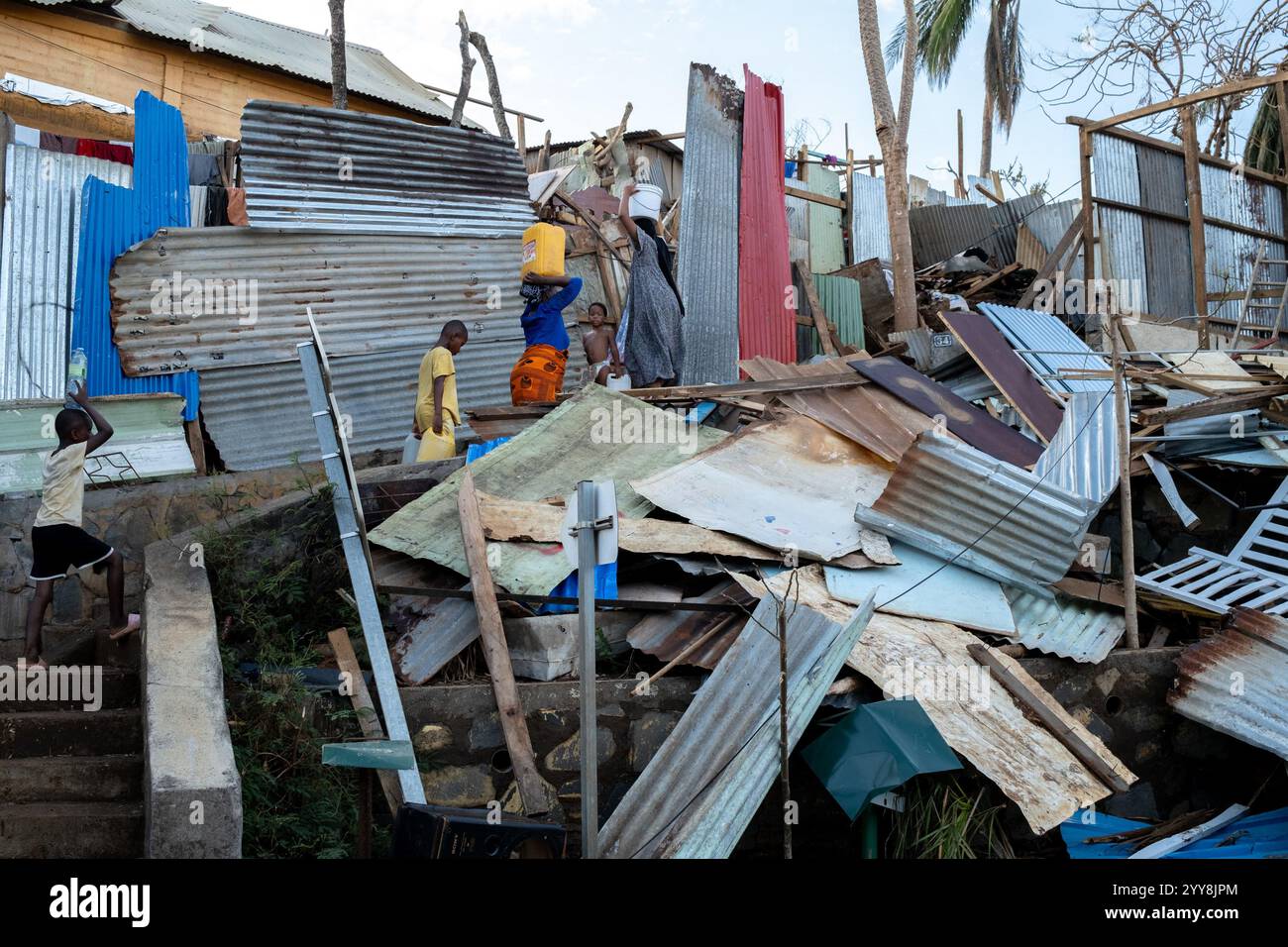 A scene of devastation in Mamoudzou after the cyclone Chido hit France ...