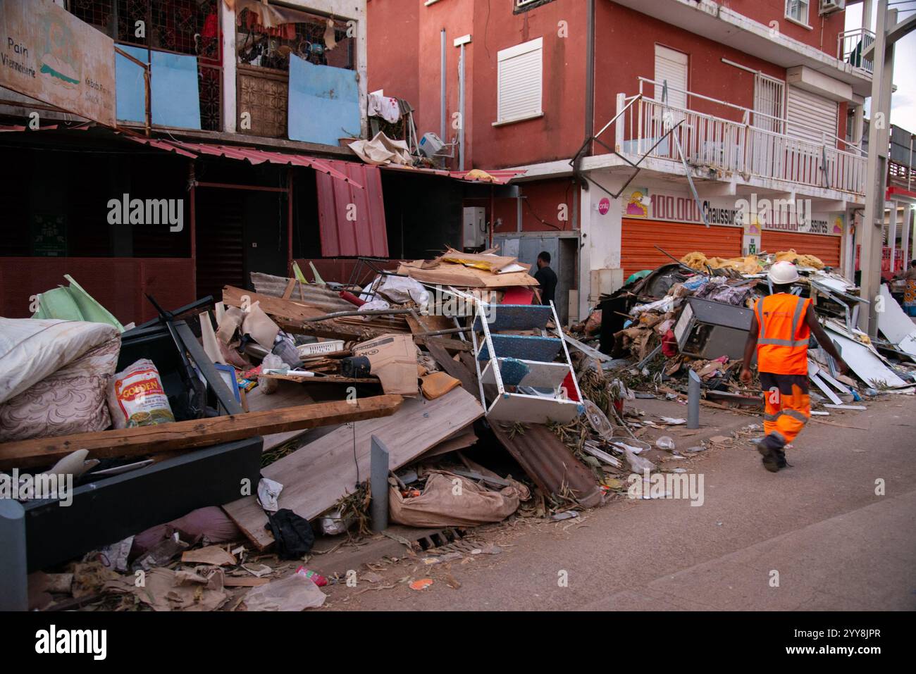 A scene of devastation in Mamoudzou after the cyclone Chido hit France ...