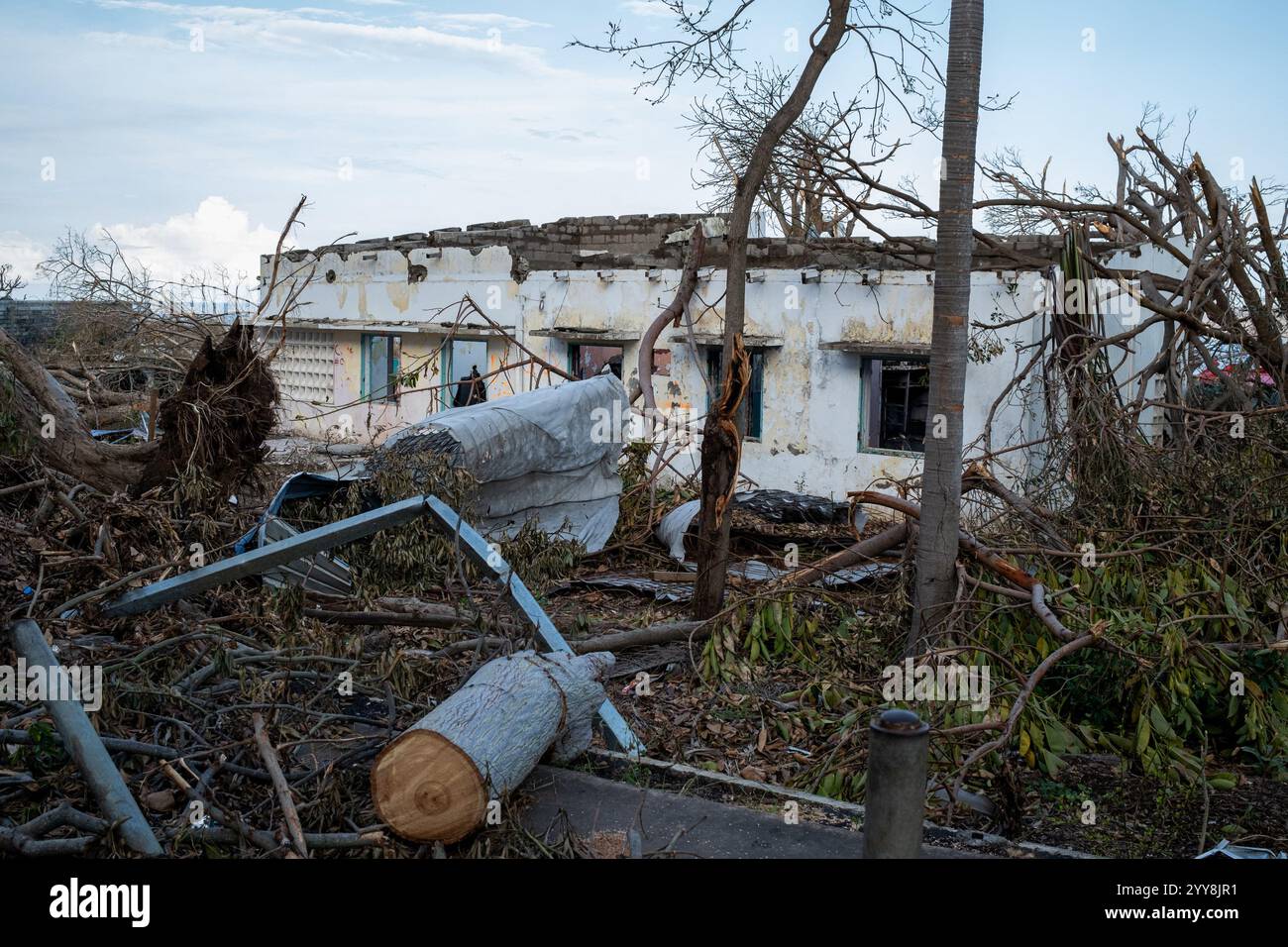 A scene of devastation in Mamoudzou after the cyclone Chido hit France ...