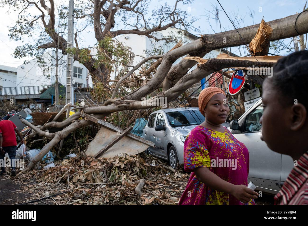 A scene of devastation in Mamoudzou after the cyclone Chido hit France ...