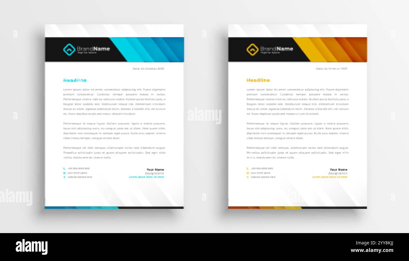 stylish business letterhead templates set of two Stock Vector Image ...
