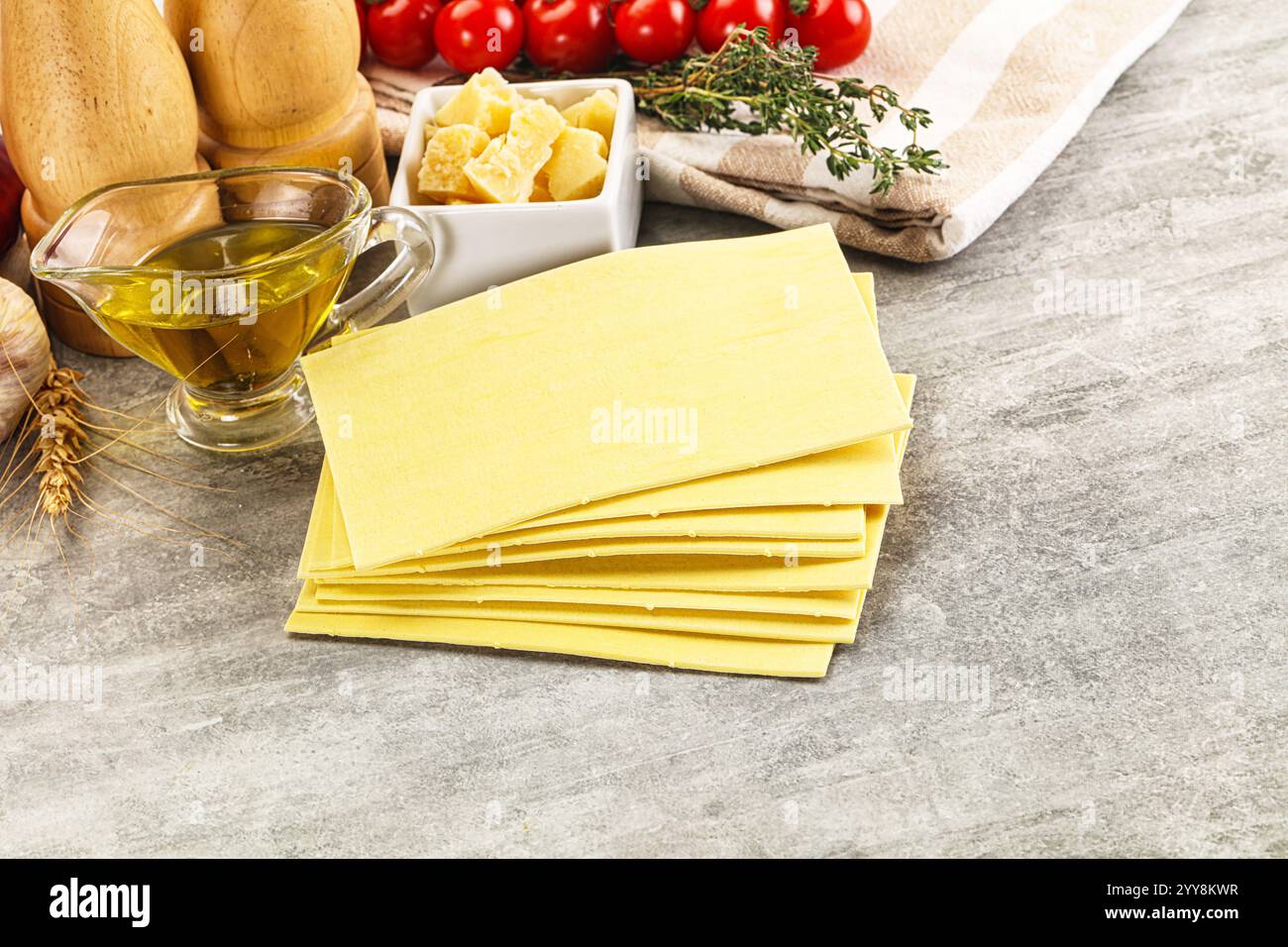 Italian cuisine - dry lasagna sheets for cooking Stock Photo - Alamy