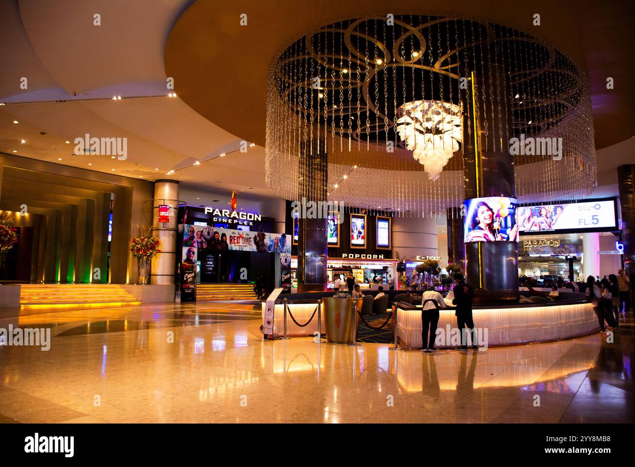 Ticket booth in modern hall room of movie cinema theater for thai ...