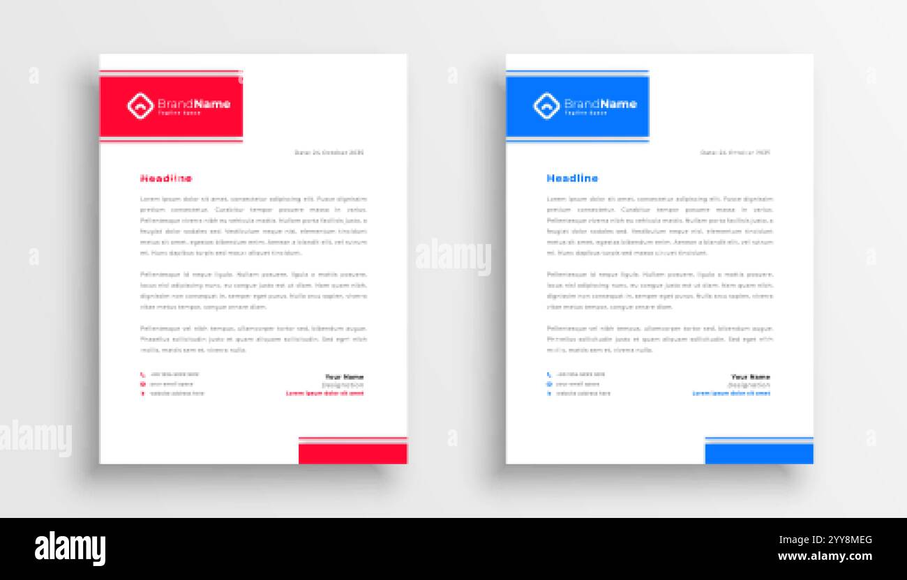 blue and red letterhead template design Stock Vector Image & Art - Alamy