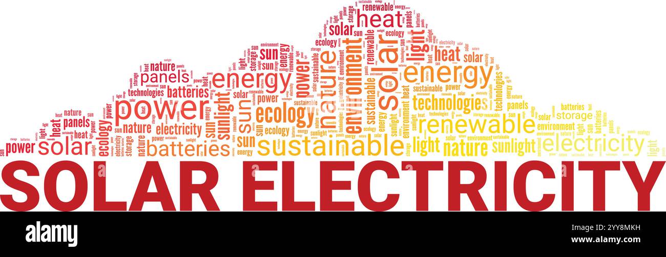 Solar Electricity word cloud conceptual design isolated on white ...