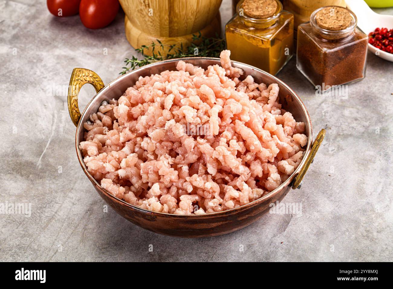 Homemade Raw pork minced meat in the bowl Stock Photo - Alamy