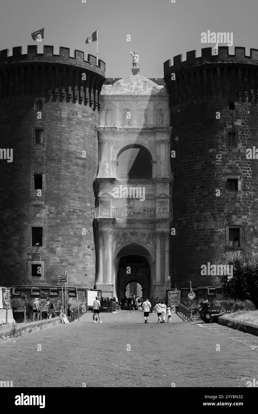 The medieval Castel Nuovo in Naples, featuring its iconic triumphal ...