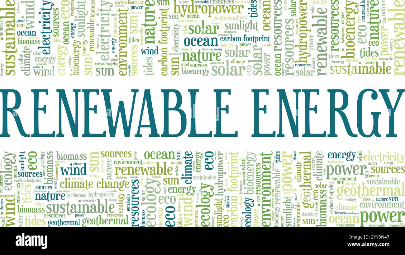 Renewable Energy word cloud conceptual design isolated on white ...