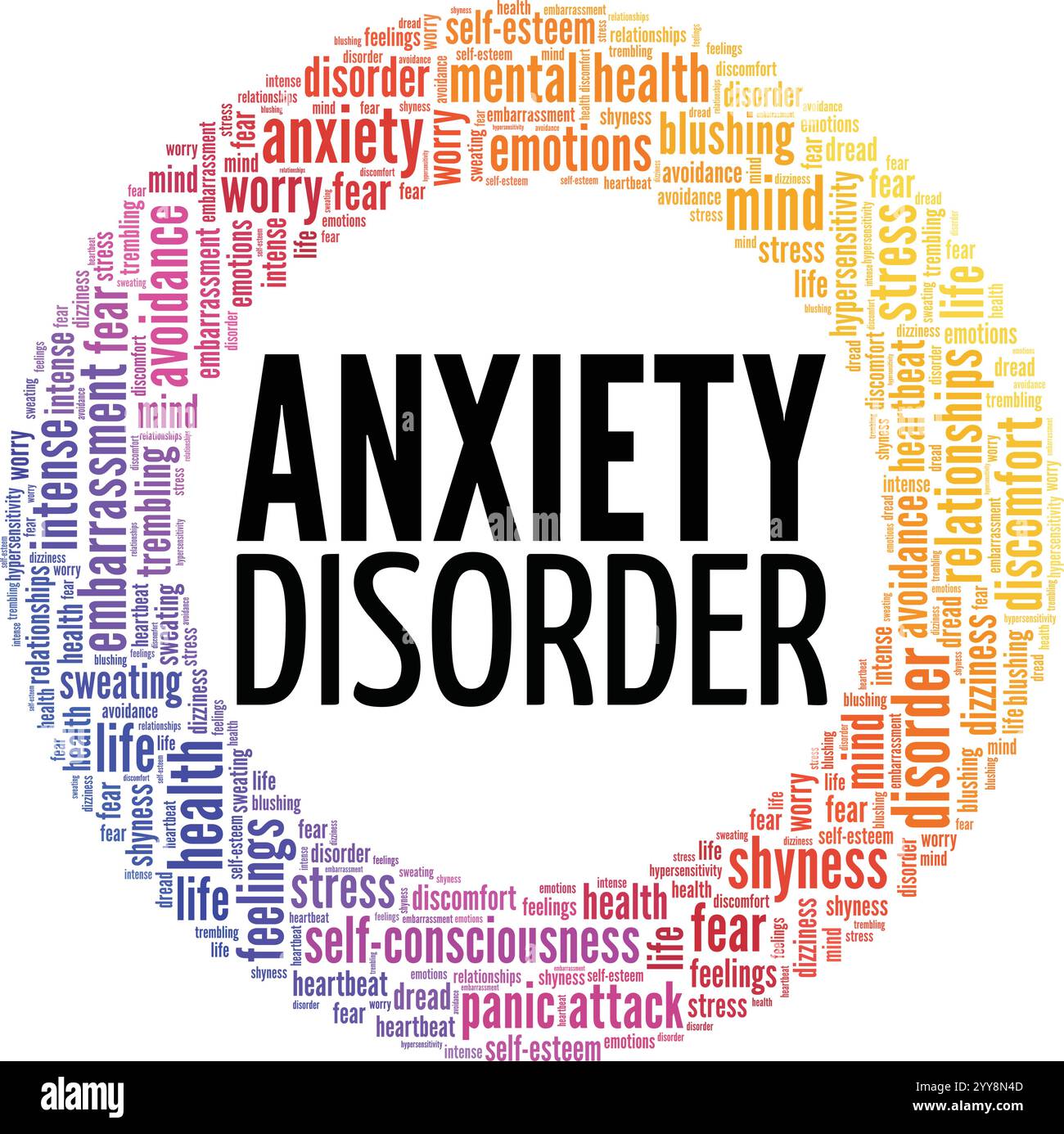 Anxiety Disorder word cloud conceptual design isolated on white ...