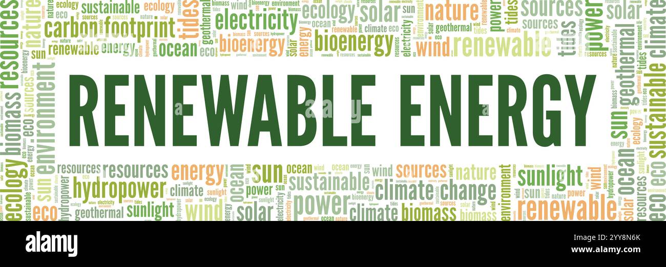 Renewable Energy word cloud conceptual design isolated on white ...