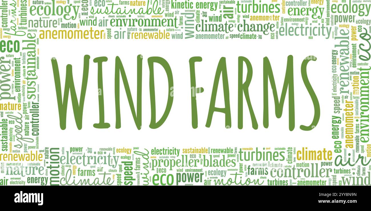 Wind Farms word cloud conceptual design isolated on white background ...
