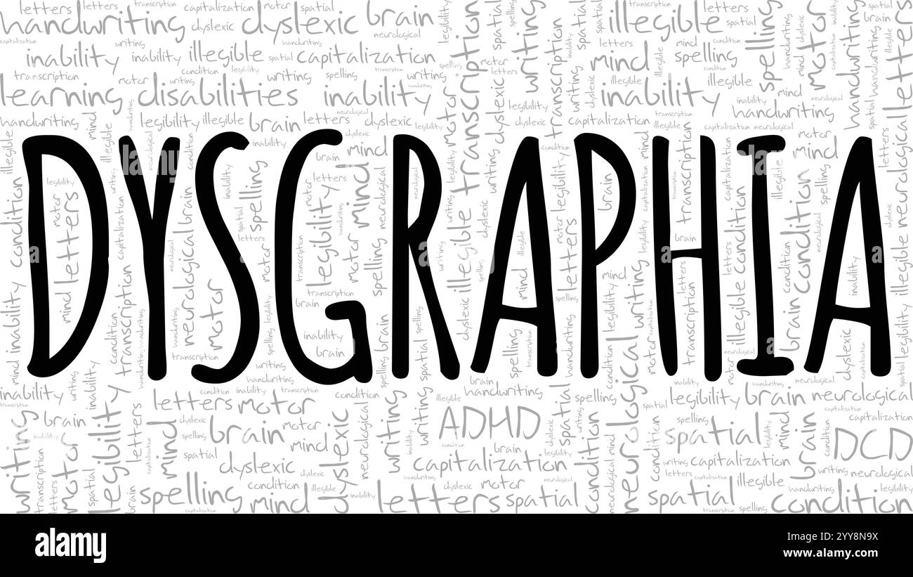 Dysgraphia word cloud conceptual design isolated on white background ...