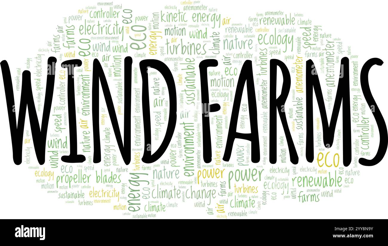 Wind Farms word cloud conceptual design isolated on white background ...