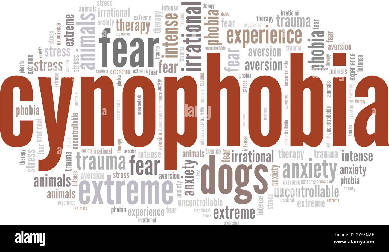 Cynophobia: Fear of Dogs word cloud conceptual design isolated on white ...