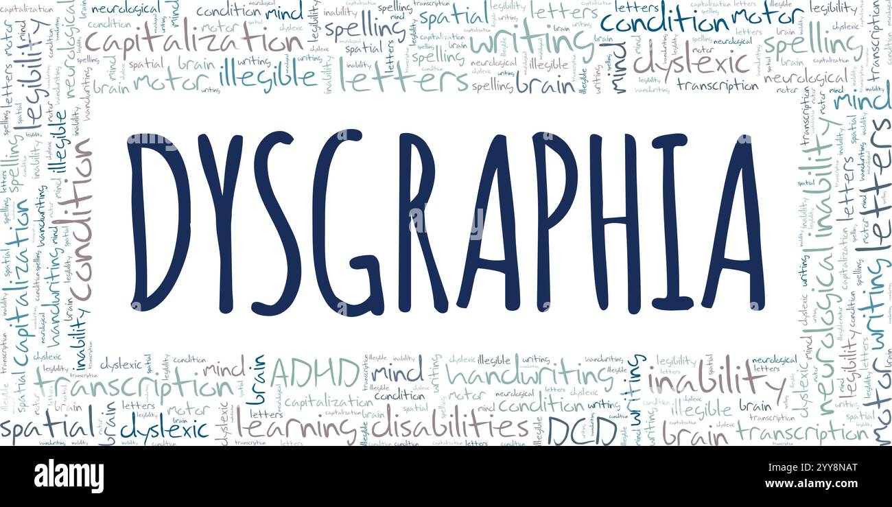 Dysgraphia word cloud conceptual design isolated on white background ...