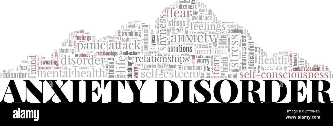 Anxiety Disorder word cloud conceptual design isolated on white ...