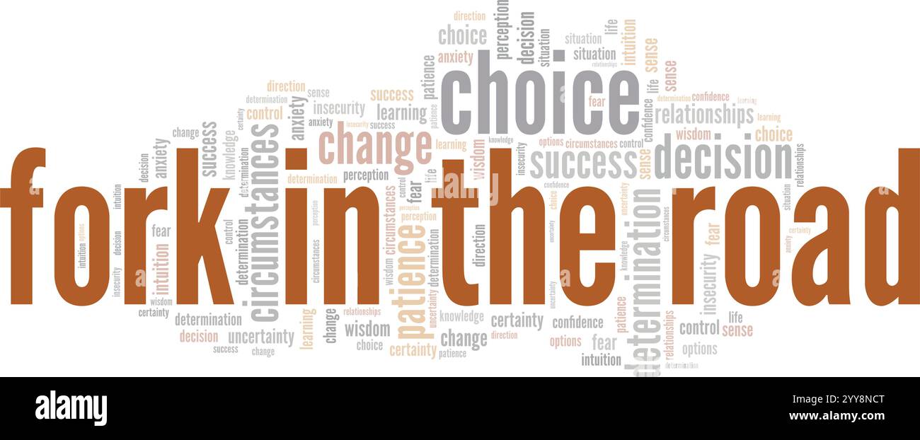 Fork in the Road word cloud conceptual design isolated on white ...