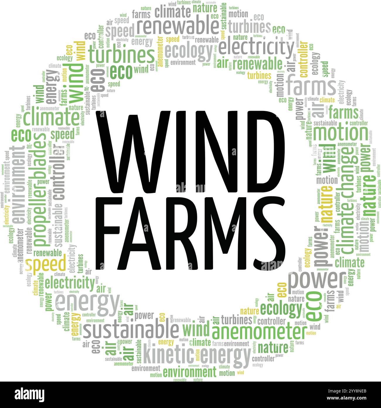 Wind Farms word cloud conceptual design isolated on white background ...