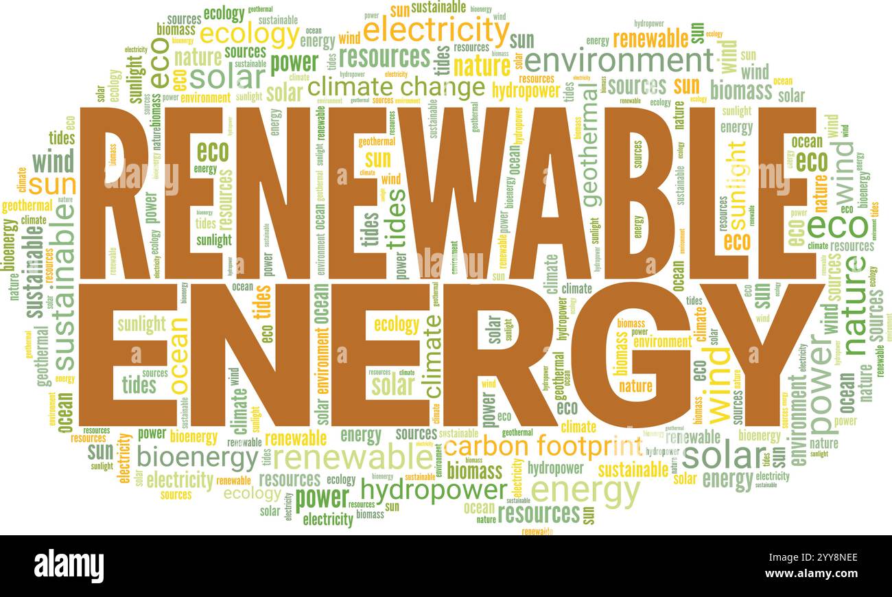 Renewable Energy word cloud conceptual design isolated on white ...