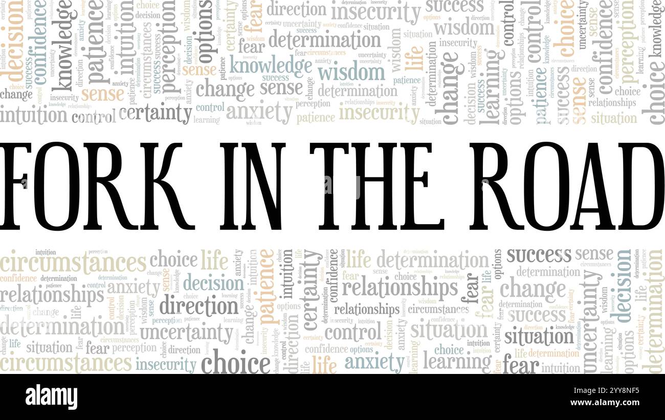Fork in the Road word cloud conceptual design isolated on white ...