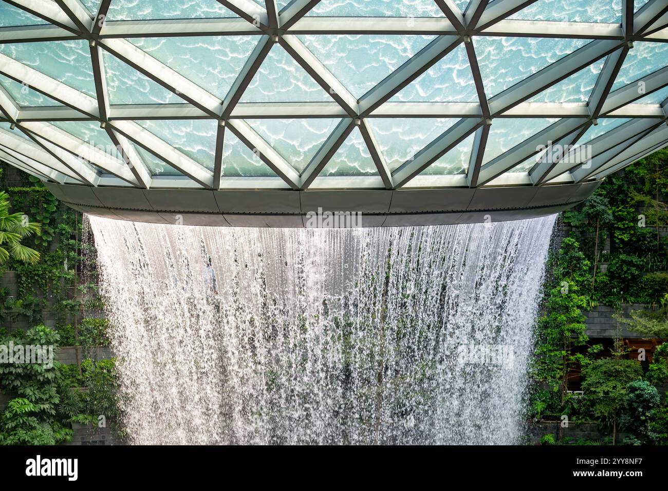 Singapore - July 4 2024: Vortex at Changi airport, iconic water feature ...