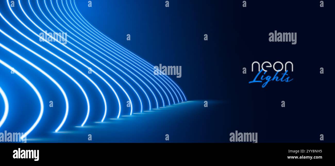 blue neon light effect floor pathway banner Stock Vector Image & Art ...