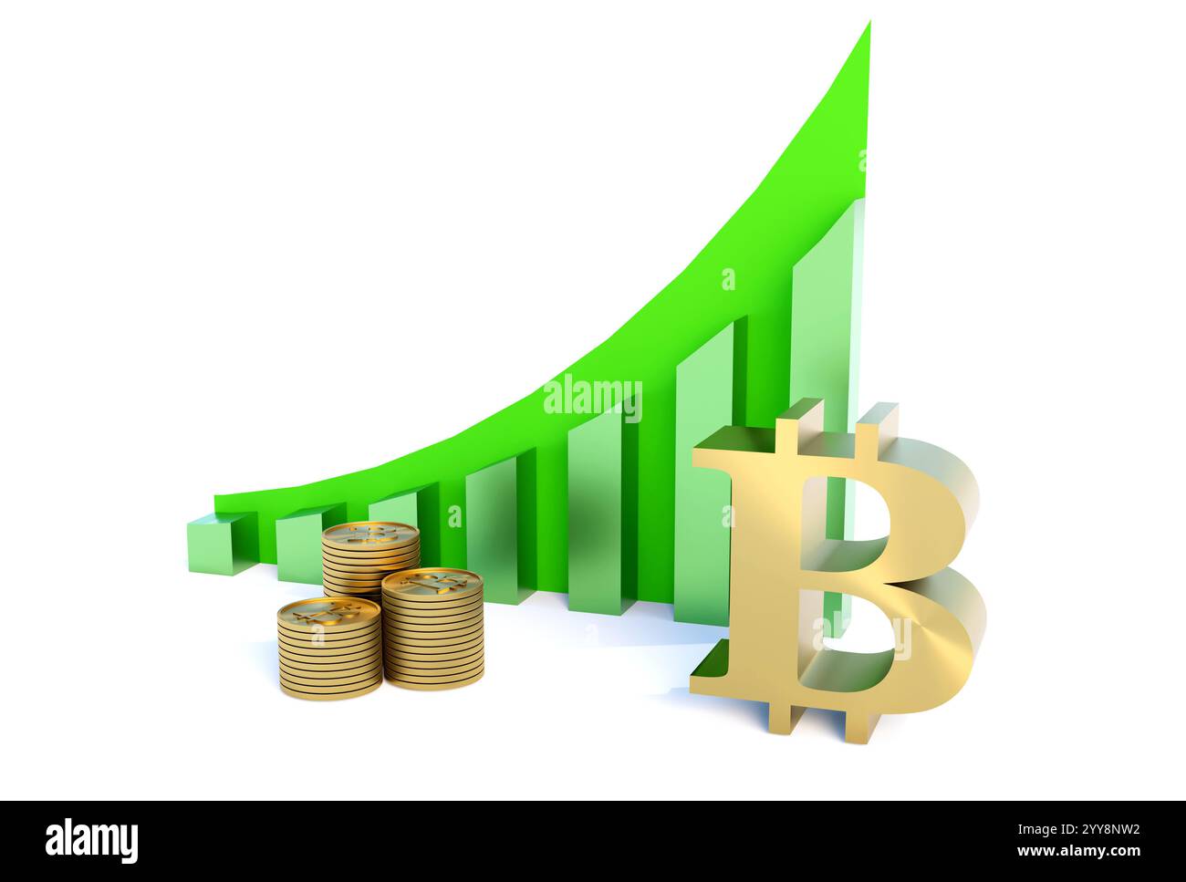 Bitcoin growth chart on the white background Stock Photo - Alamy