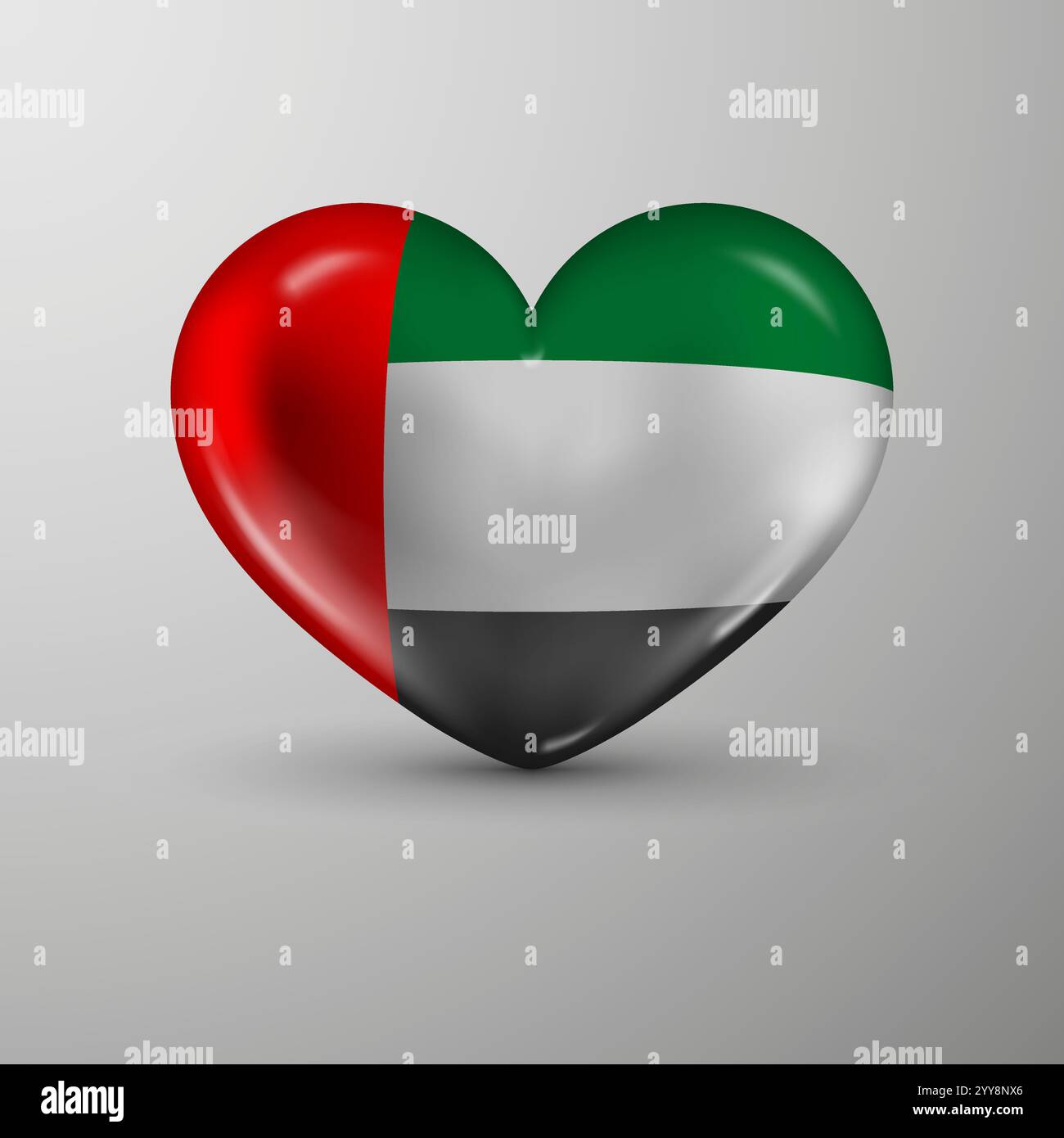 3d heart background with flag of EAU. An element of impact for the use ...
