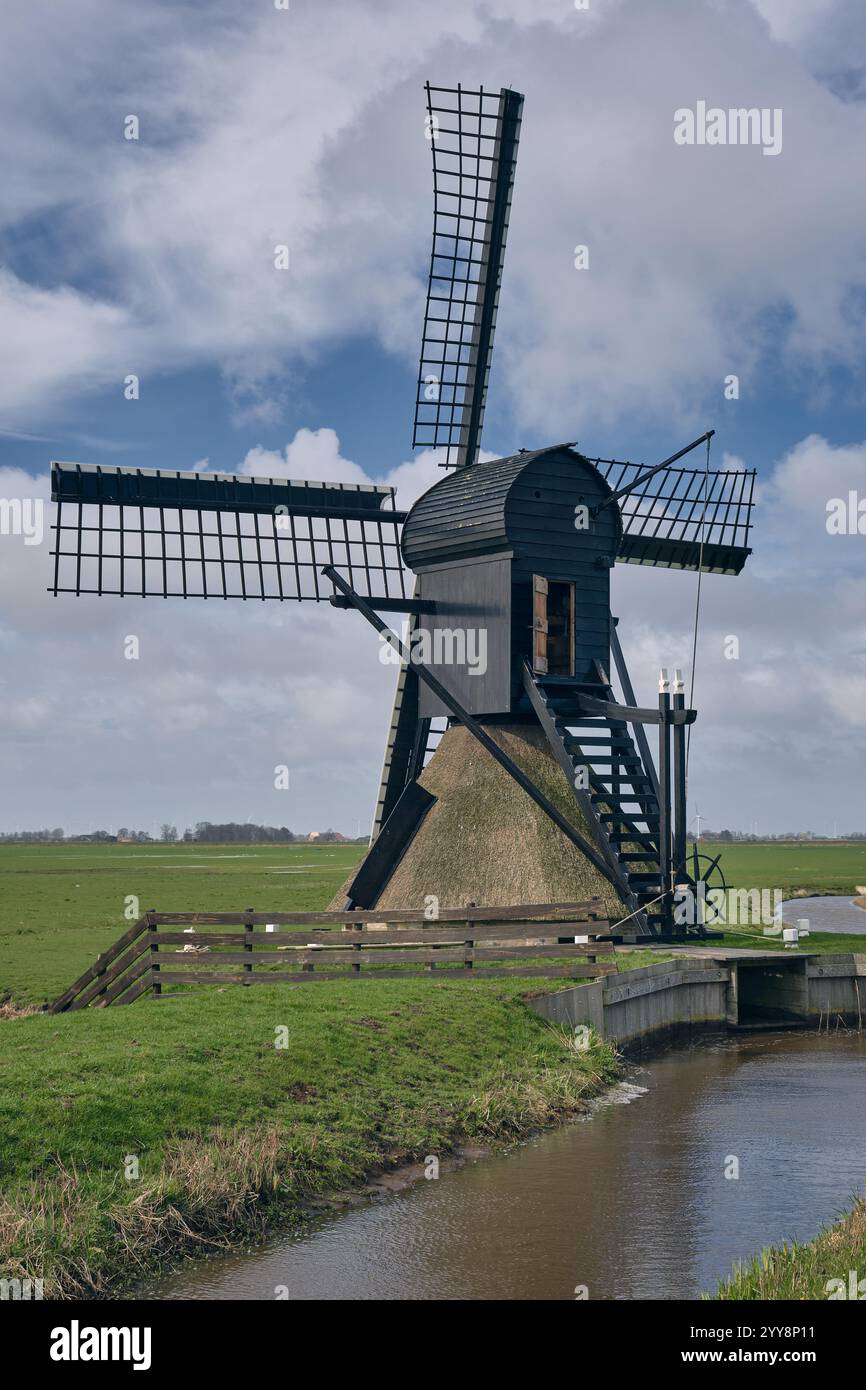 Historic Spinnenkop windmill near Nijhuizum in Friesland, Netherlands ...