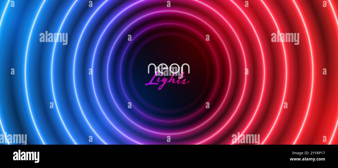 retro neon circular blue and red light banner Stock Vector Image & Art ...