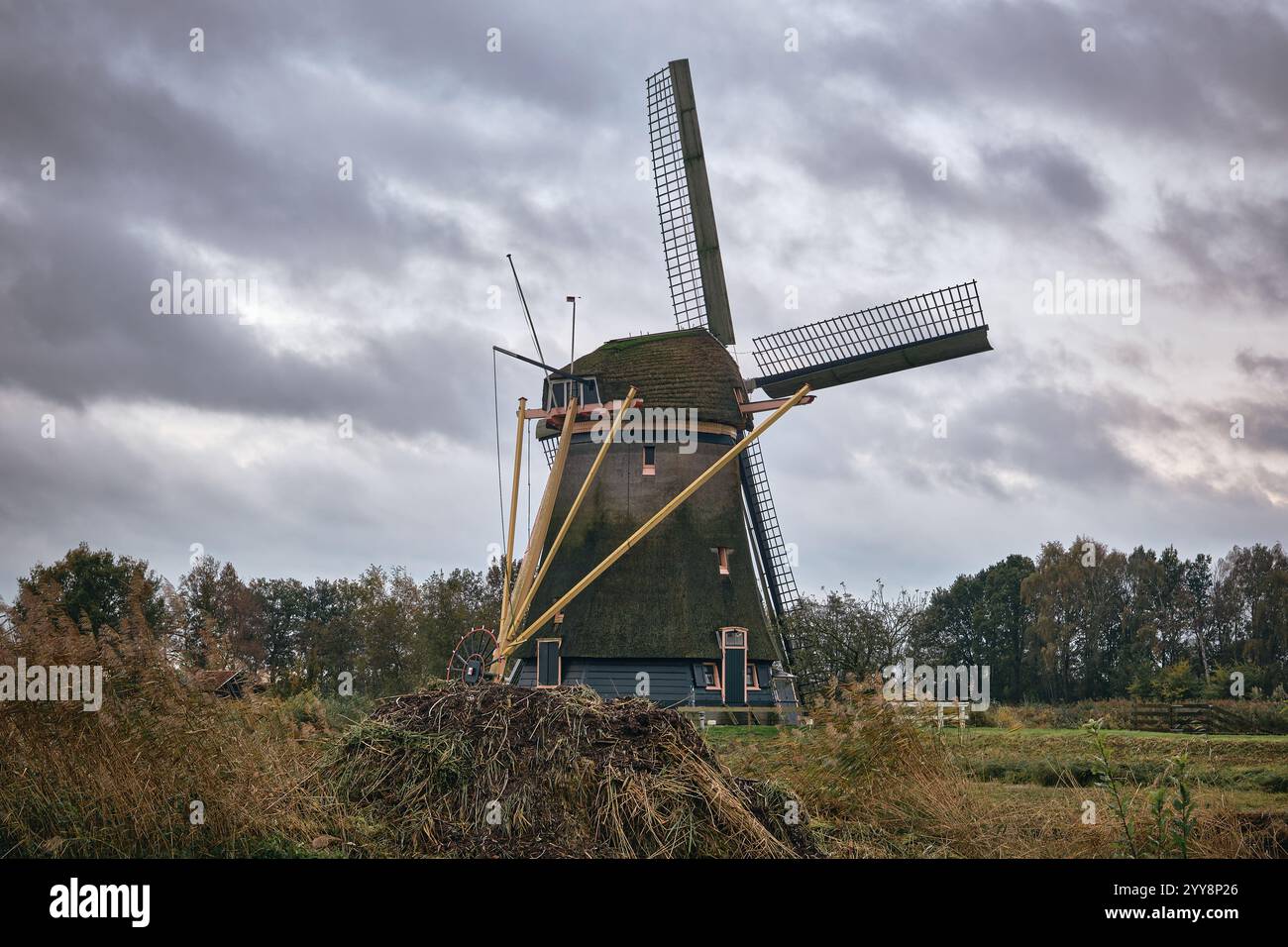 The Loenderveense polder mill, a historic drainage windmill, with its ...