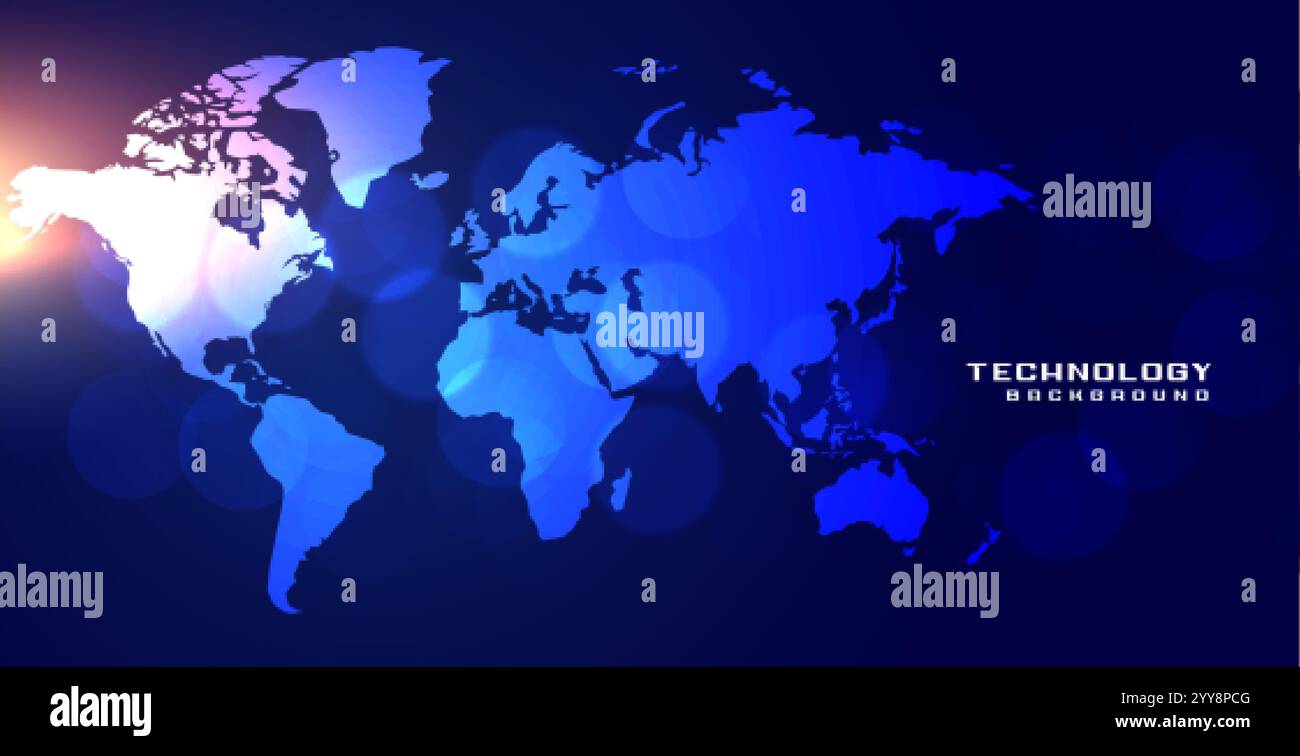 technology word map with light effect background Stock Vector Image ...