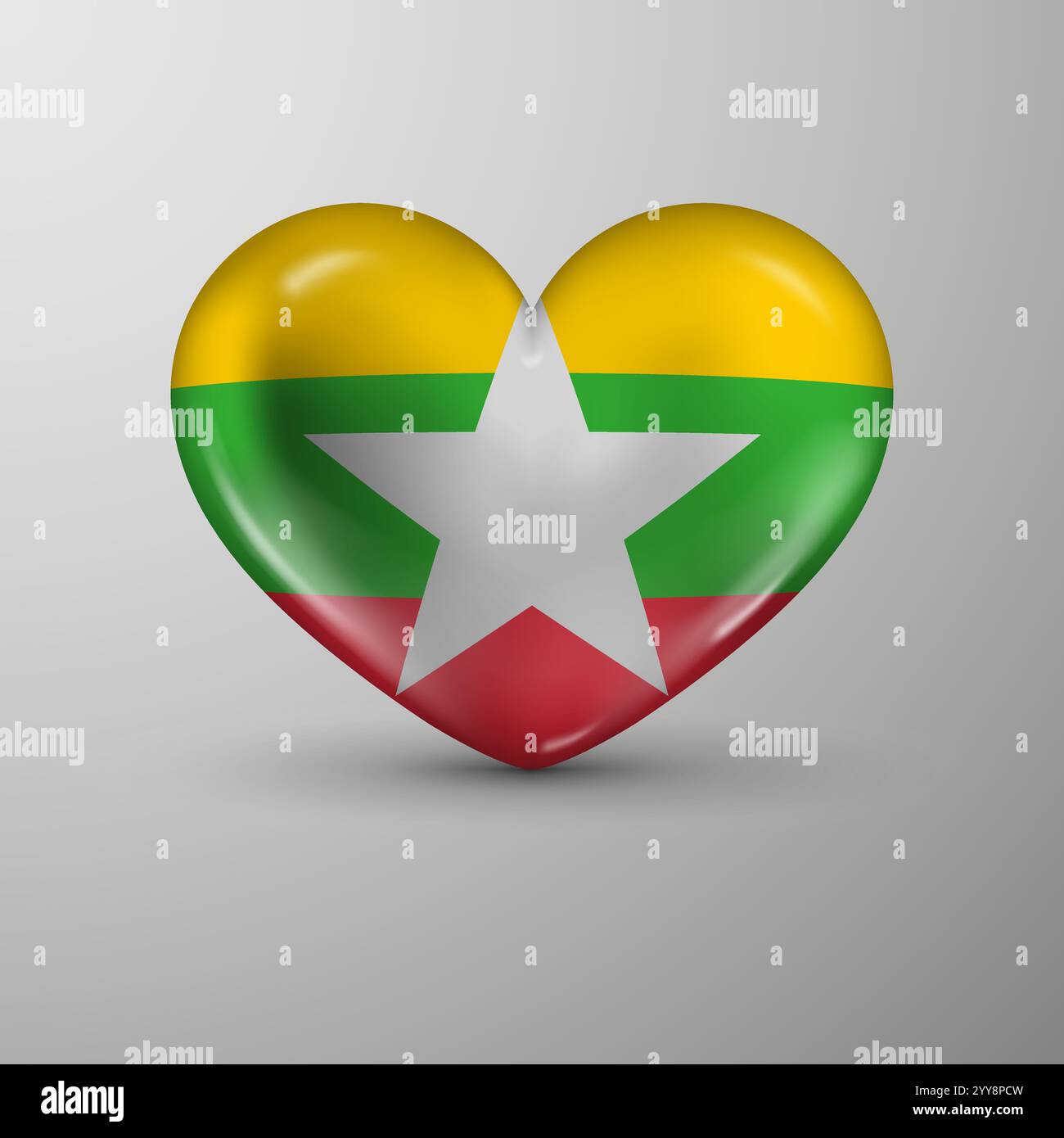3d heart background with flag of Myanmar. An element of impact for the ...