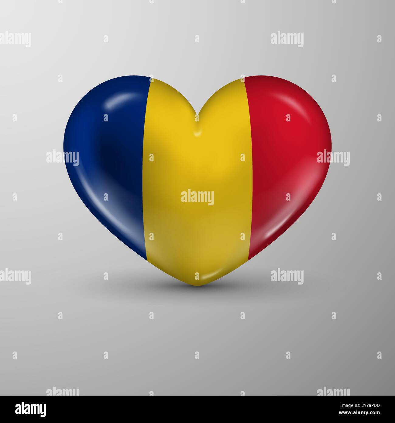 3d heart background with flag of Romania. An element of impact for the ...