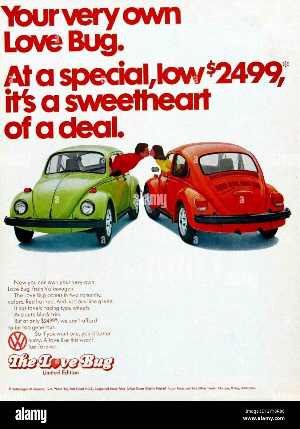 1974 VW Volkswagen Beetle Bug Ad - " The Love Bug" - Valentine's Day ...
