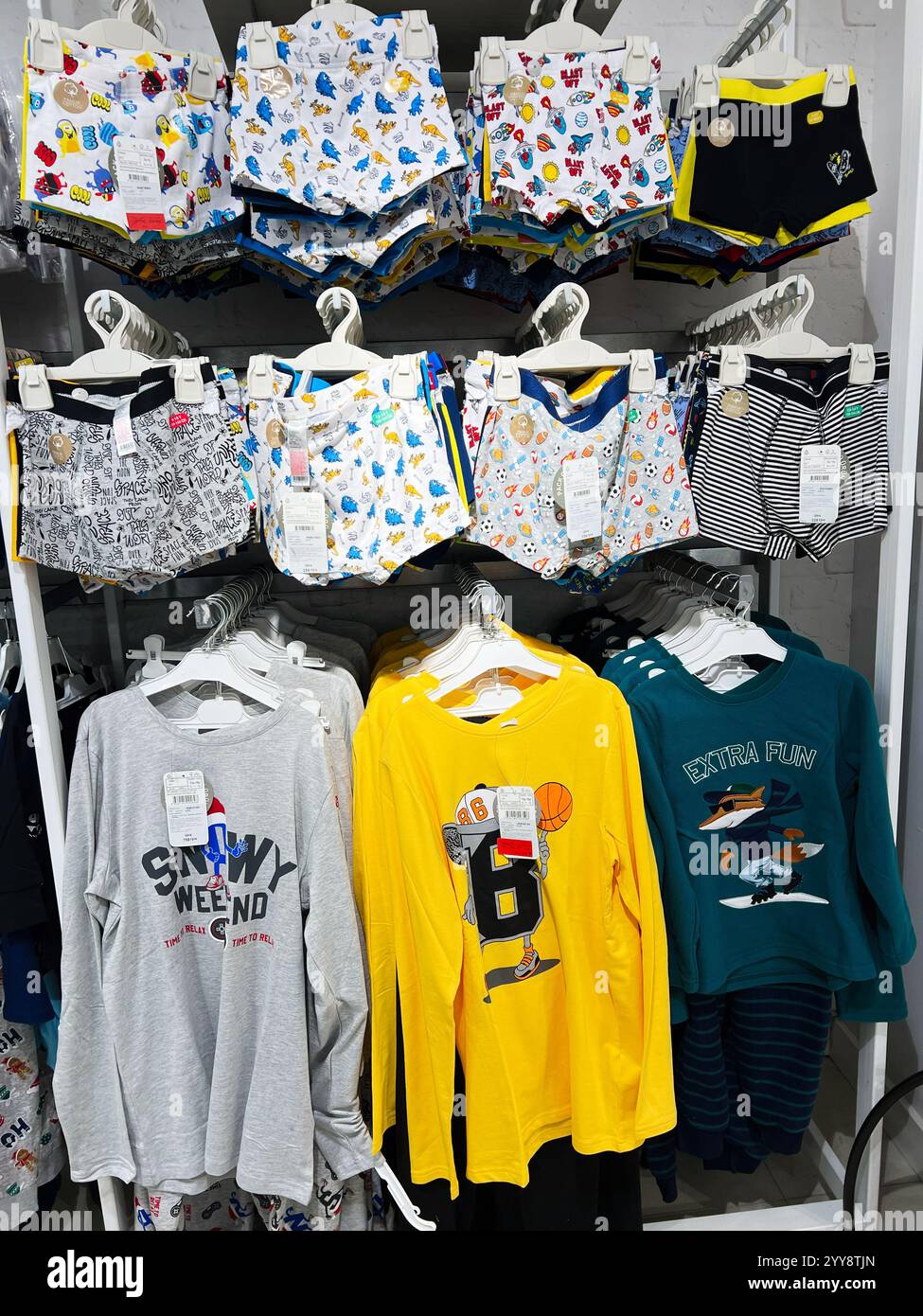 Kyiv, Ukraine - December 18, 2024: A selection of children's clothes on ...
