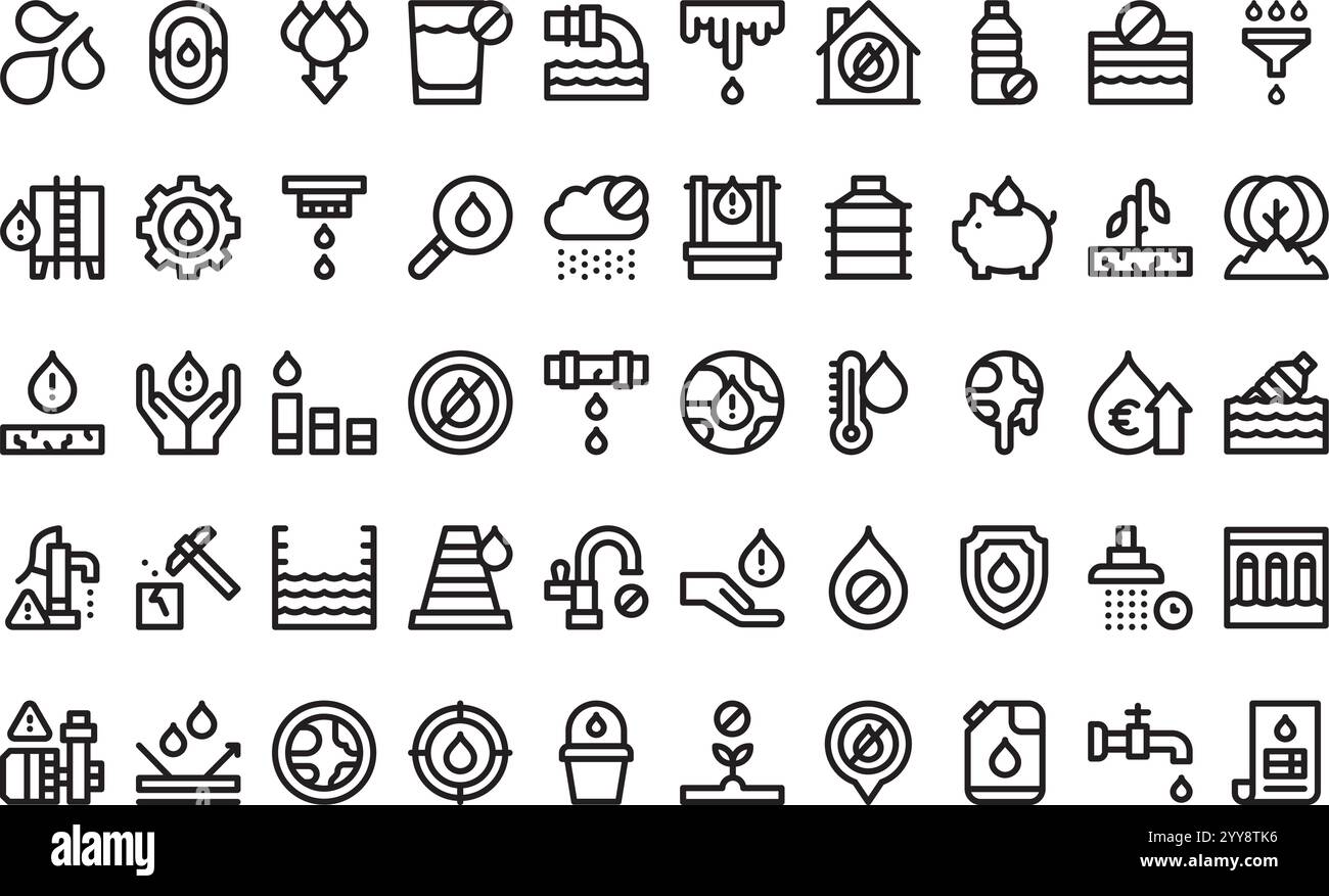 Water crisis icons High-Quality Vector Icons Collection with Editable Stroke. Ideal for ...