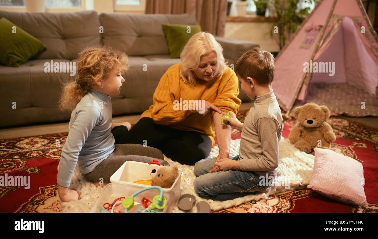 Children role-playing medical scenarios with tools, focusing on ...