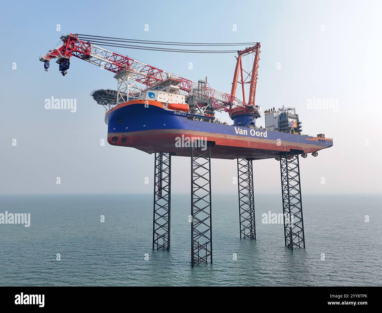 YANTAI, CHINA - DECEMBER 20, 2024 - BOREAS, the self-elevating self-propelled offshore wind ...