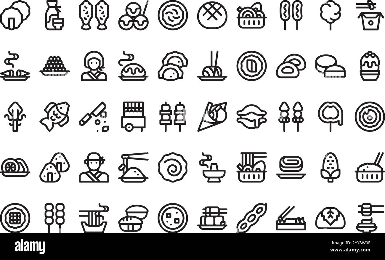 Japanese street food icons High-Quality Vector Icons Collection with ...