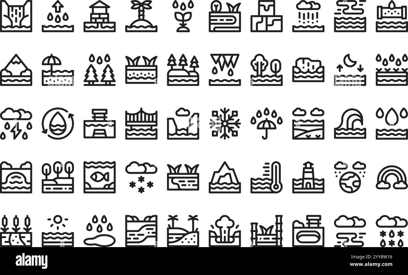 Water in nature icons High-Quality Vector Icons Collection with ...