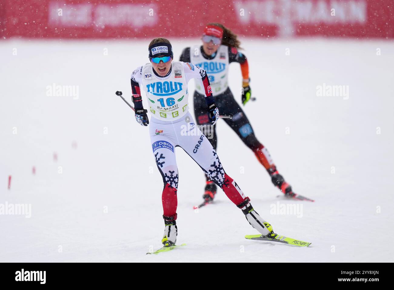 Marte Leinan Lund, of Norway, and Nathalie Armbruster, of Germany ...