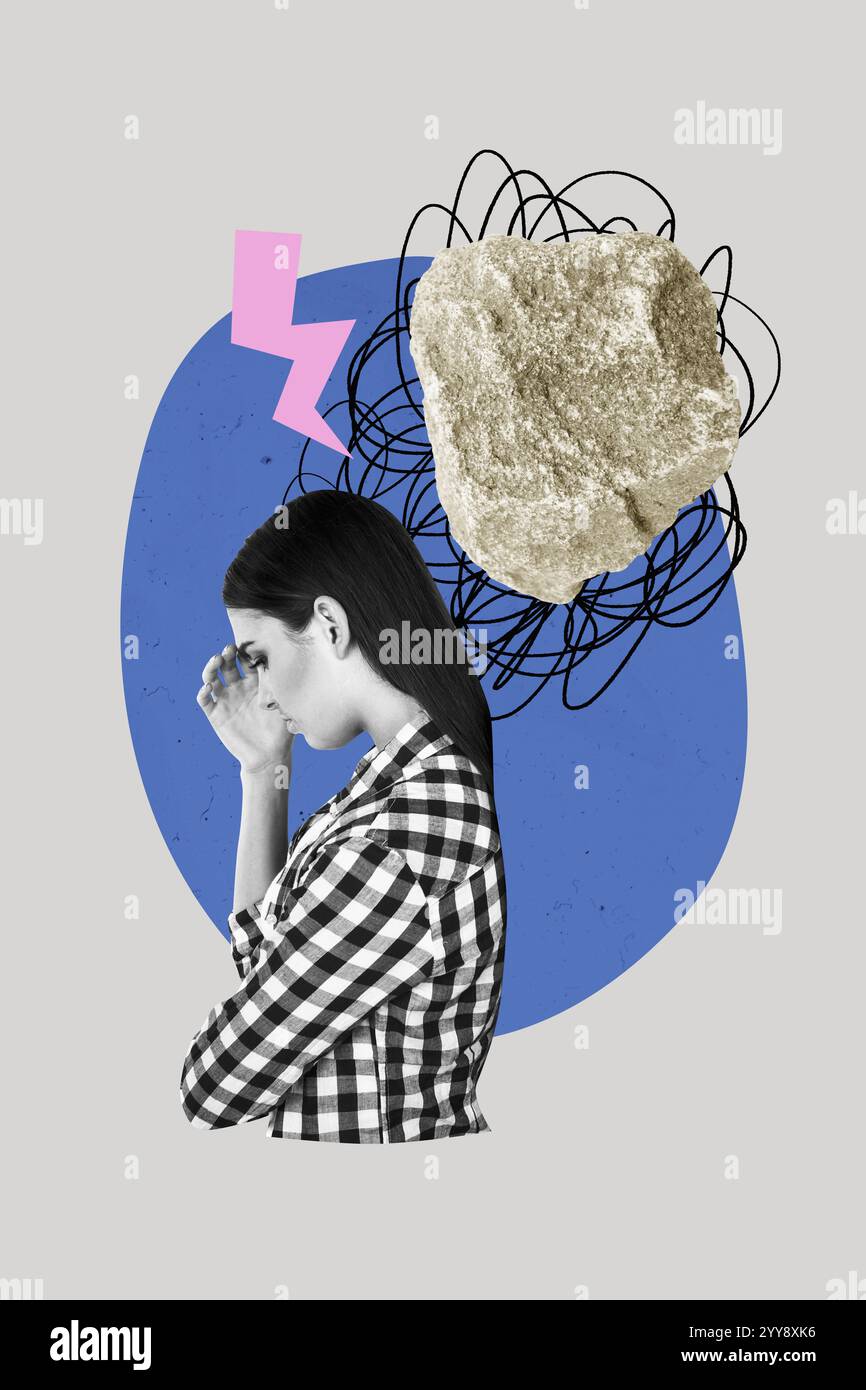 Composite trend artwork sketch image 3D photo collage of young woman ...