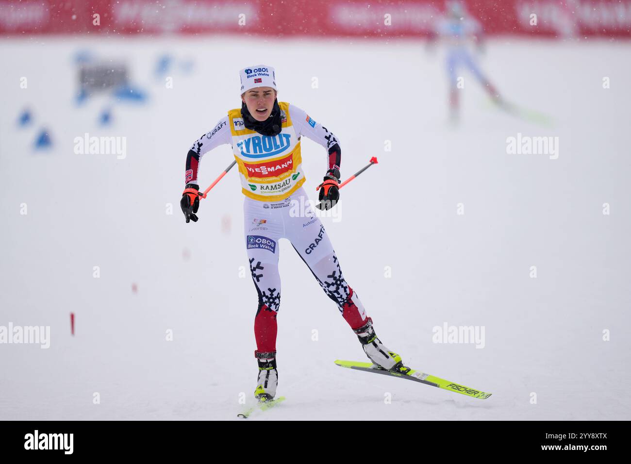 Ida Marie Hagen, of Norway, approaches the finish line in first place ...