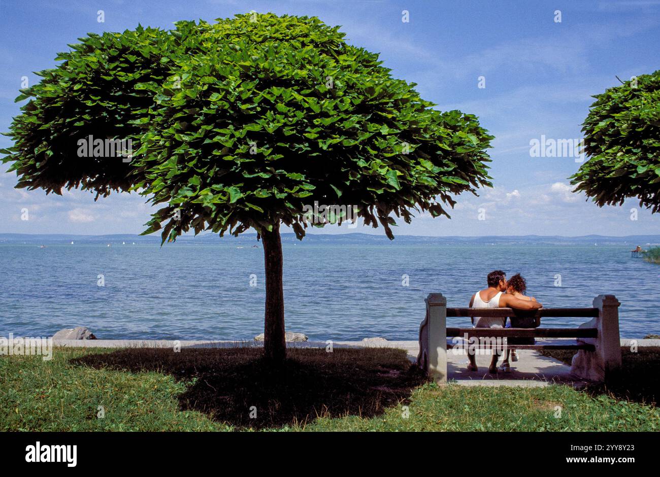 Hungary, Balaton lake in summer with local and international tourists ...