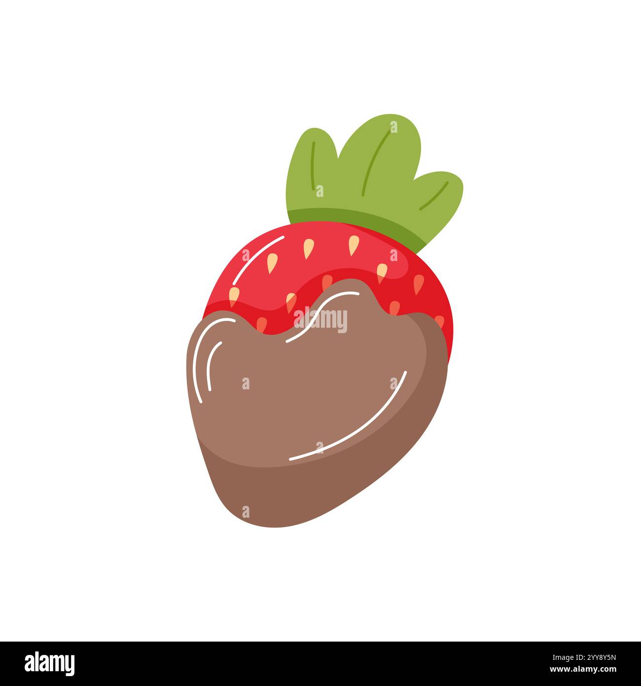Fresh strawberry with chocolate dipped in mocha mousse color. Cartoon ...