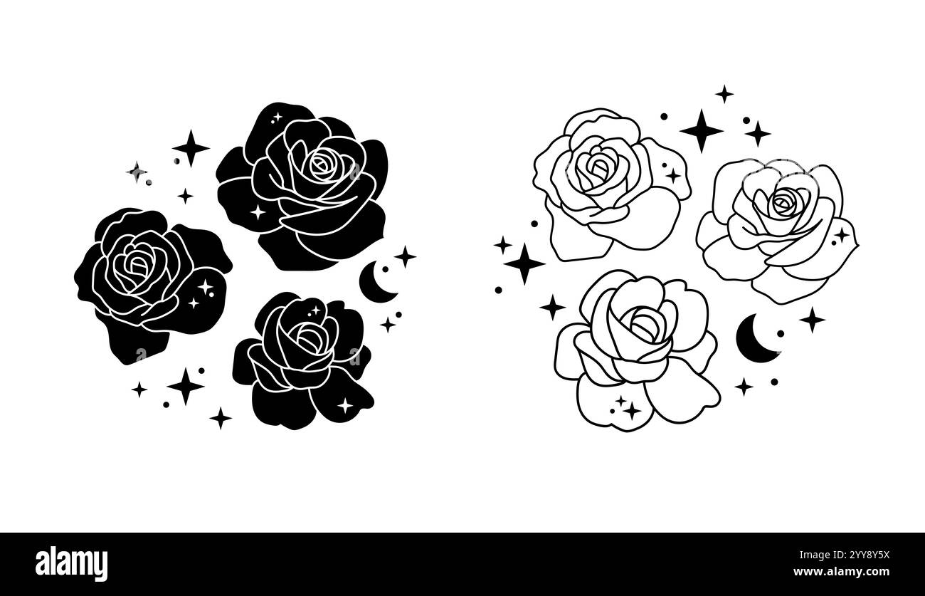 Celestial moon logo Black and White Stock Photos & Images - Alamy