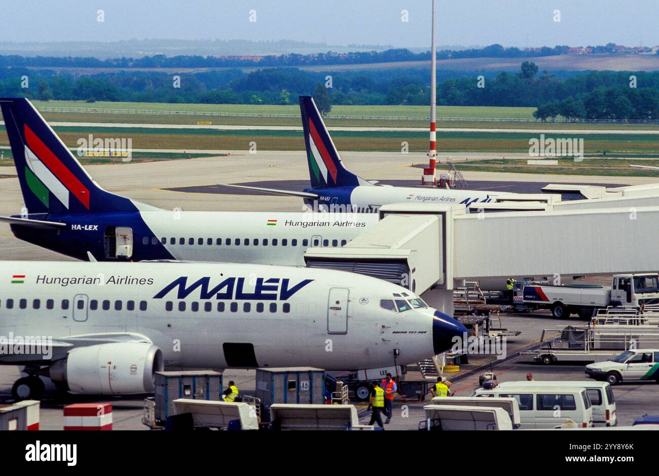 Hungary, Budapest, airport with the national airline Malev Stock Photo ...