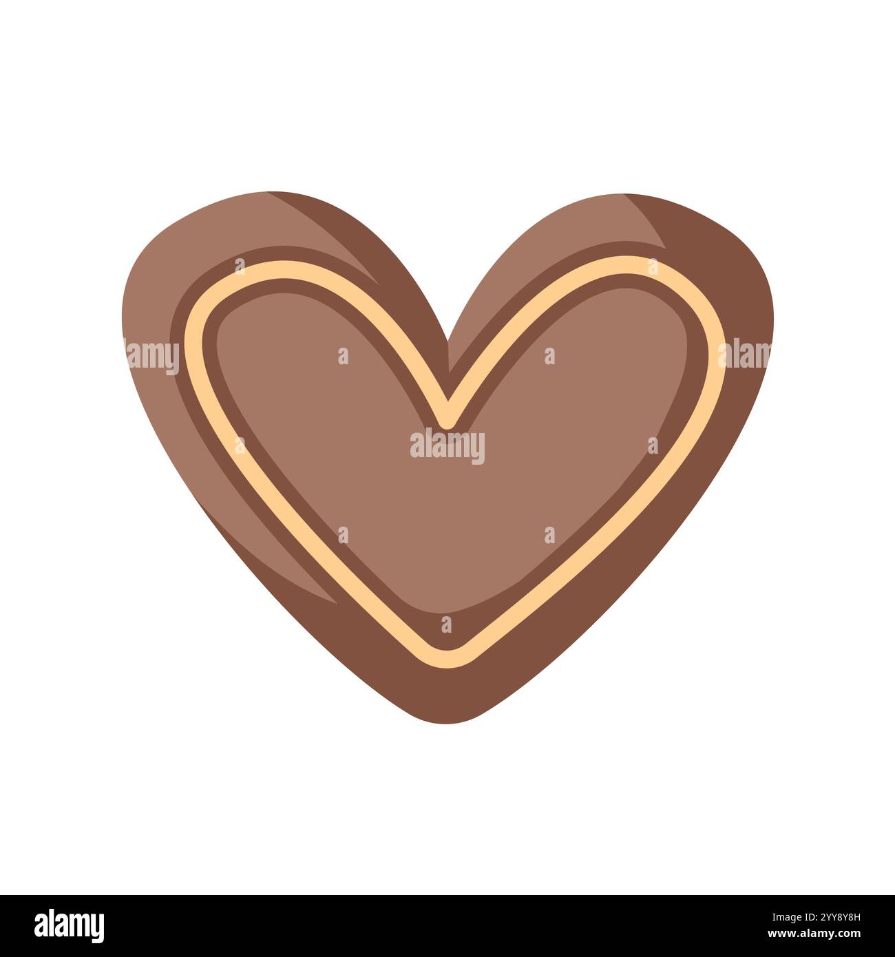 Heart shaped chocolate candy with a decorative outline in mocha mousse ...